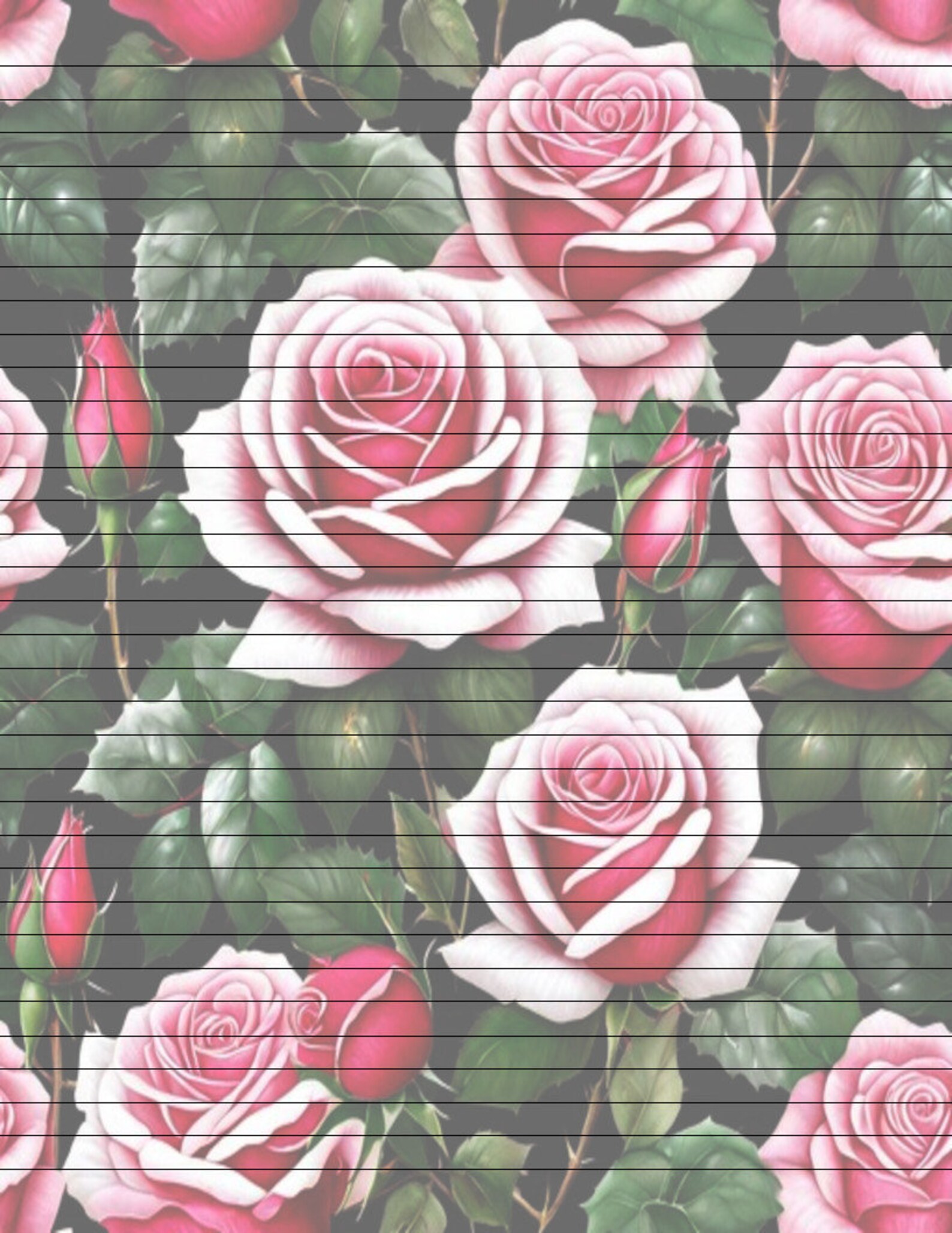 Rose Stationery Set, Printable Rose Letter Paper - Etsy