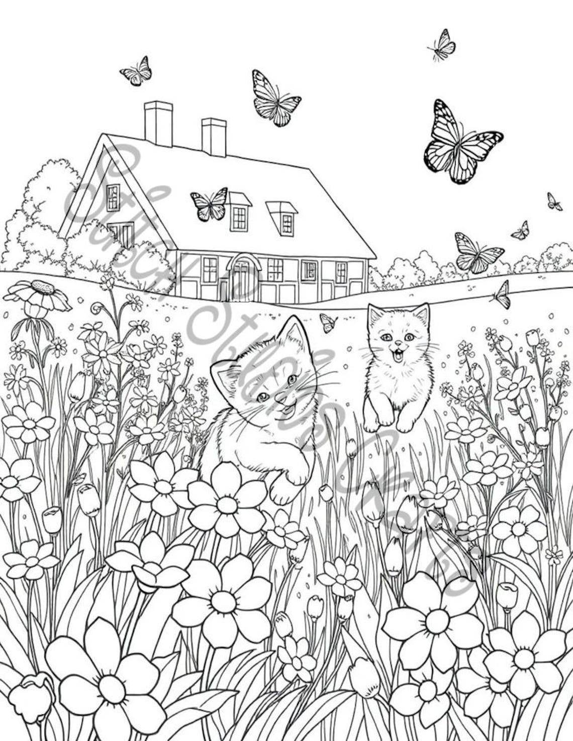 Cat-themed Coloring Pages, Print Your Own Coloring Book - Etsy