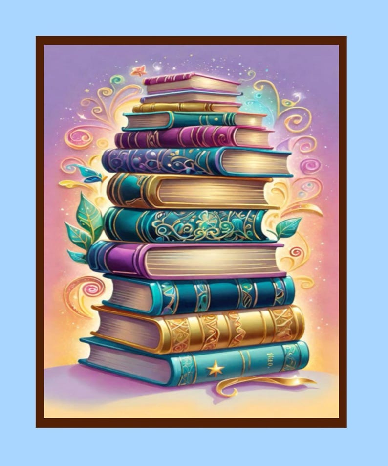 Watercolor Books Printable Poster, Digital Artwork, DIY Home Decor ...