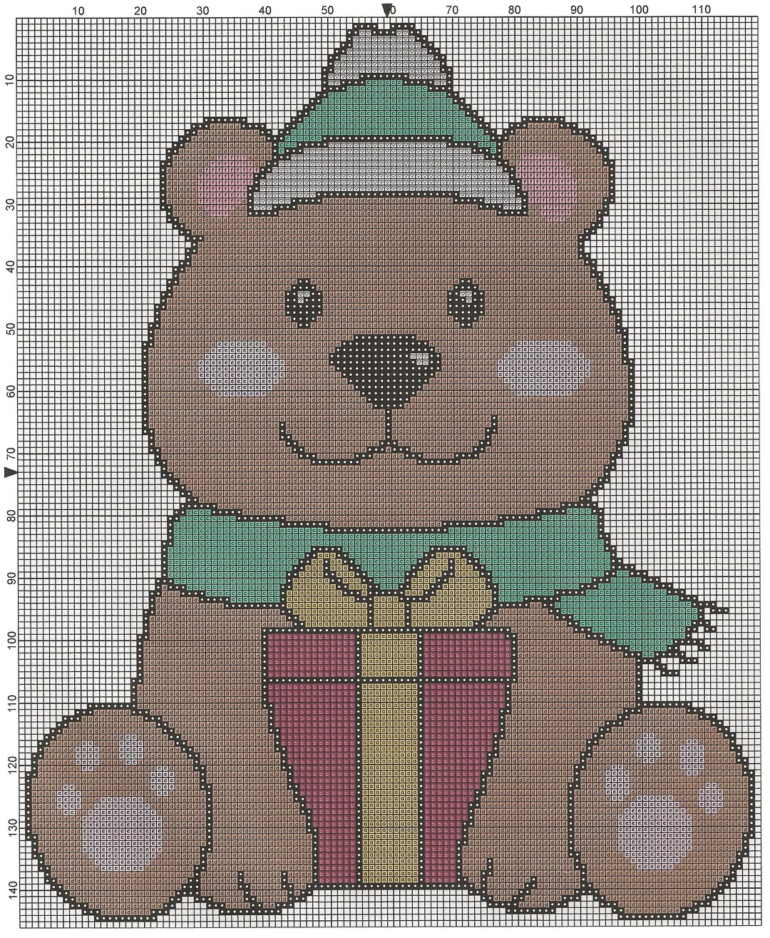 Christmas Teddy Bear Printable Cross Stitch Pattern PDF, DIY Crafts ...