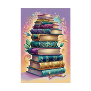Stack of Books Wall Art Print, Perfect for Book Lovers, Home Decor ...
