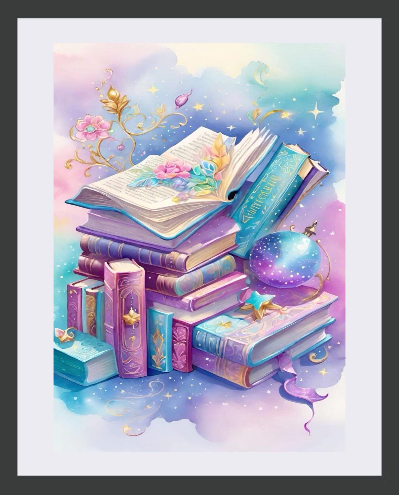 Watercolor Books Printable Poster, Digital Artwork, DIY Home Decor ...