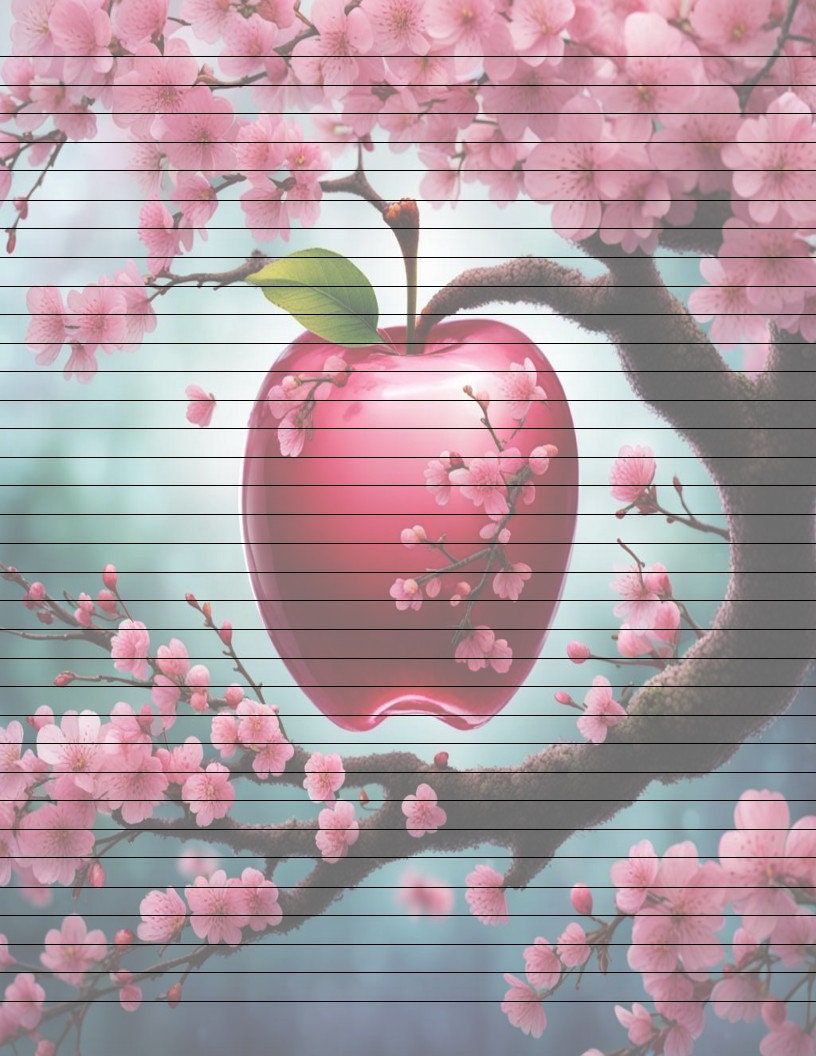 Cherry Blossom Stationery Set, Printable PDF, Lined and Blank Sets ...