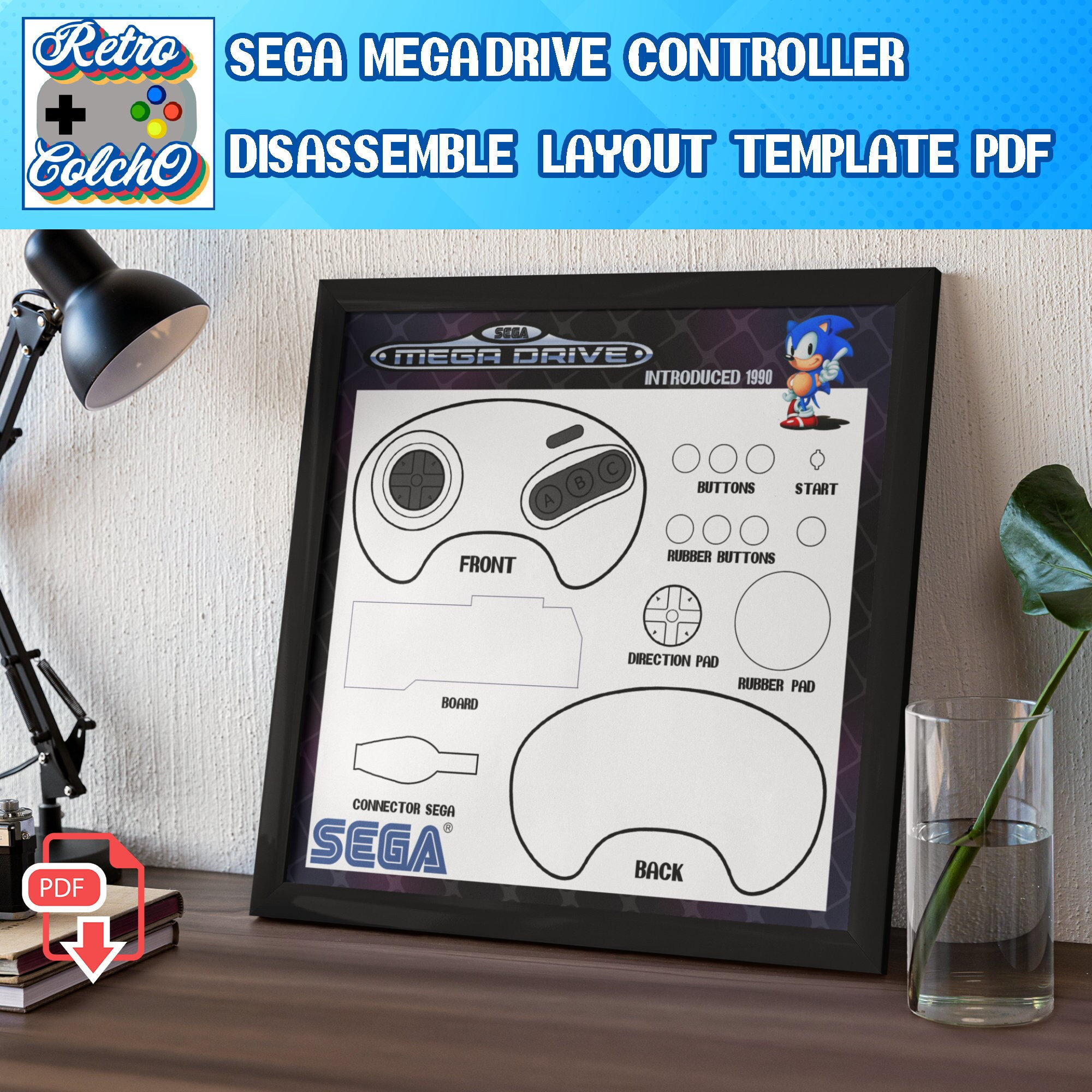 Download SEGA MEGADRIVE Controller Disassemble Layout Template PDF ...