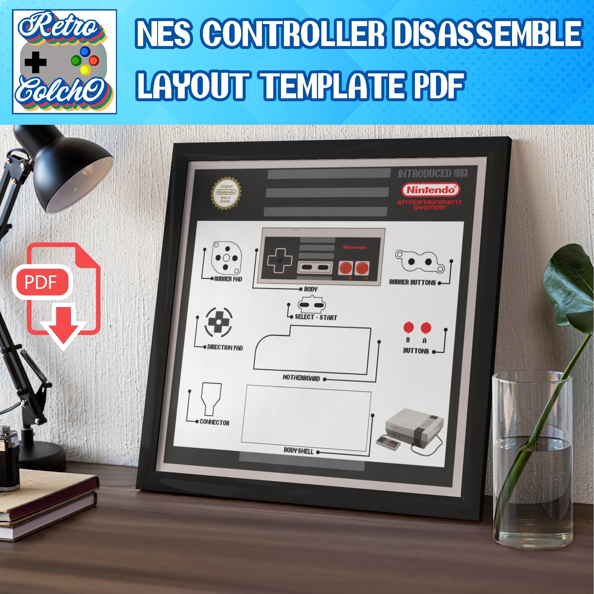 Download NES Controller Disassemble Layout Template PDF Format - Etsy