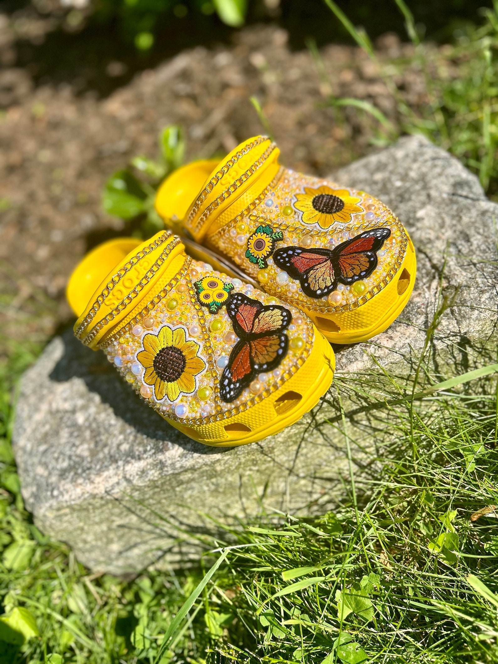 Yellow Sunflower Butterfly Custom Bedazzled Crocs - Etsy