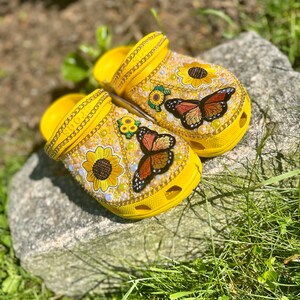 Yellow Sunflower Butterfly Custom Bedazzled Crocs - Etsy