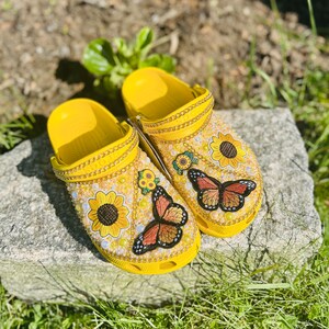 Yellow Sunflower Butterfly Custom Bedazzled Crocs - Etsy