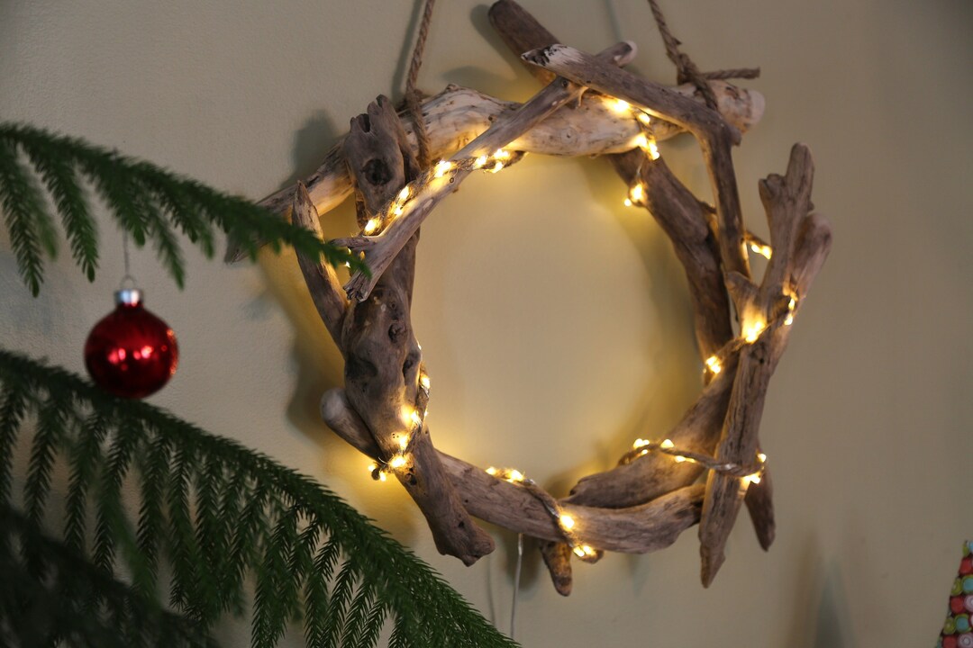 Luminous Driftwood Wreath With Hemp Rope (no 38) - Etsy