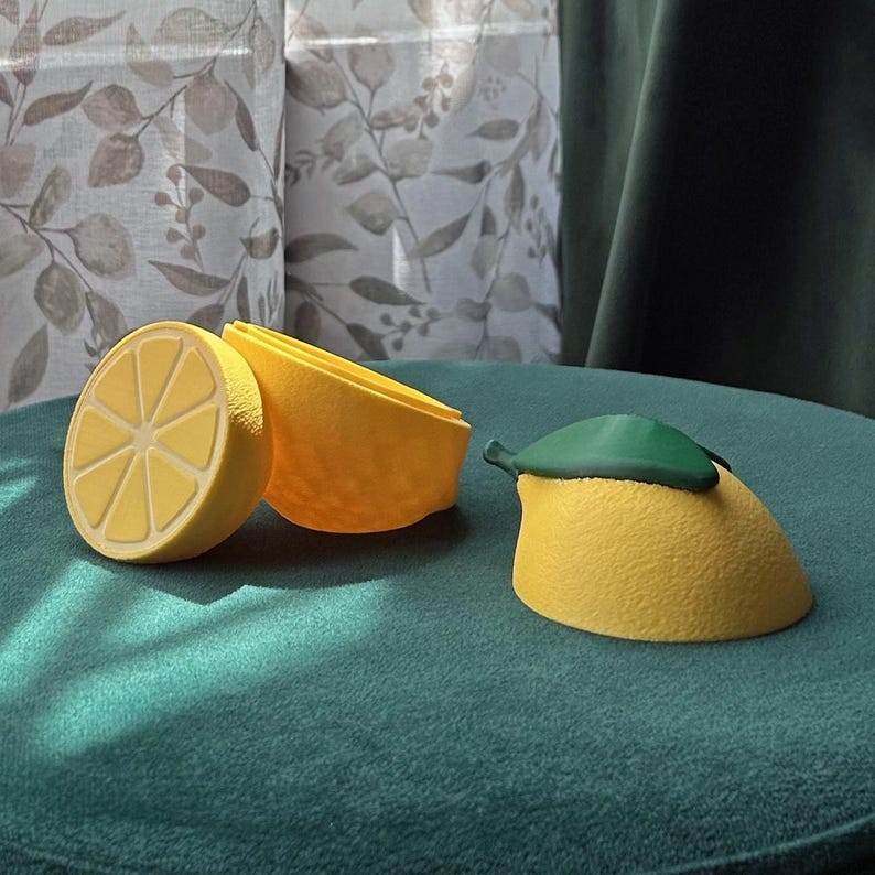 Hand-painted Lemon Trinket Box: 3D Printed Fruit Decor - Etsy