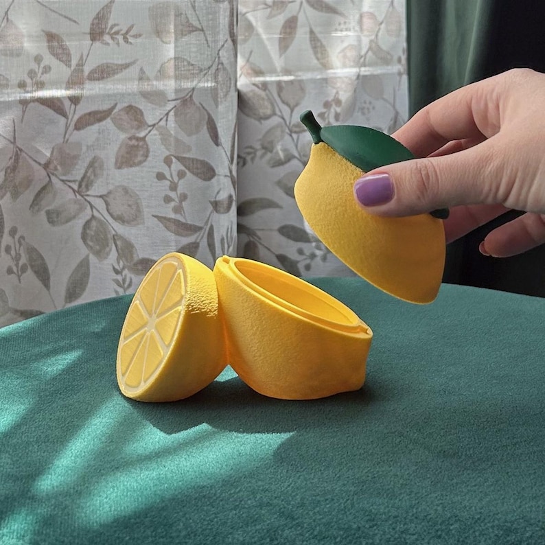Hand-painted Lemon Trinket Box: 3D Printed Fruit Decor - Etsy