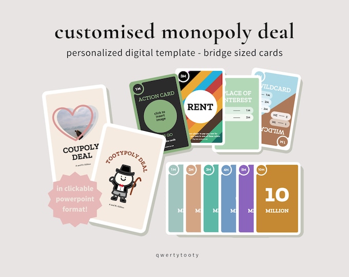 Custom Monopoly Deal | INSTANT DOWNLOAD | Game Card Template | Playing ...