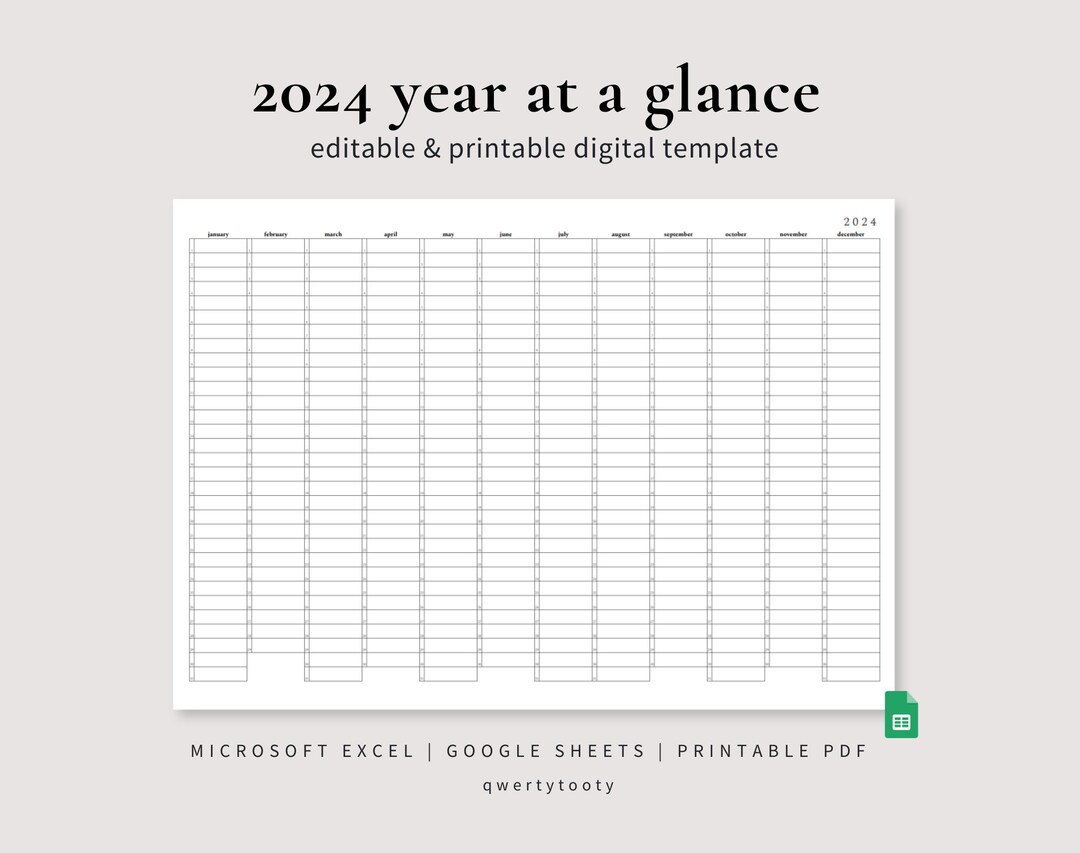 Printable Yearly Planner Calendar 2024, Minimalist Productivity Planner ...