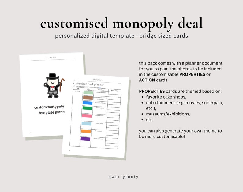 Custom Monopoly Deal, Family Playing Card, Instant Download, Card Game ...