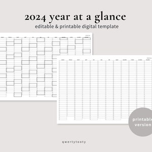 Printable Yearly Planner Calendar 2024, Minimalist Productivity Planner ...