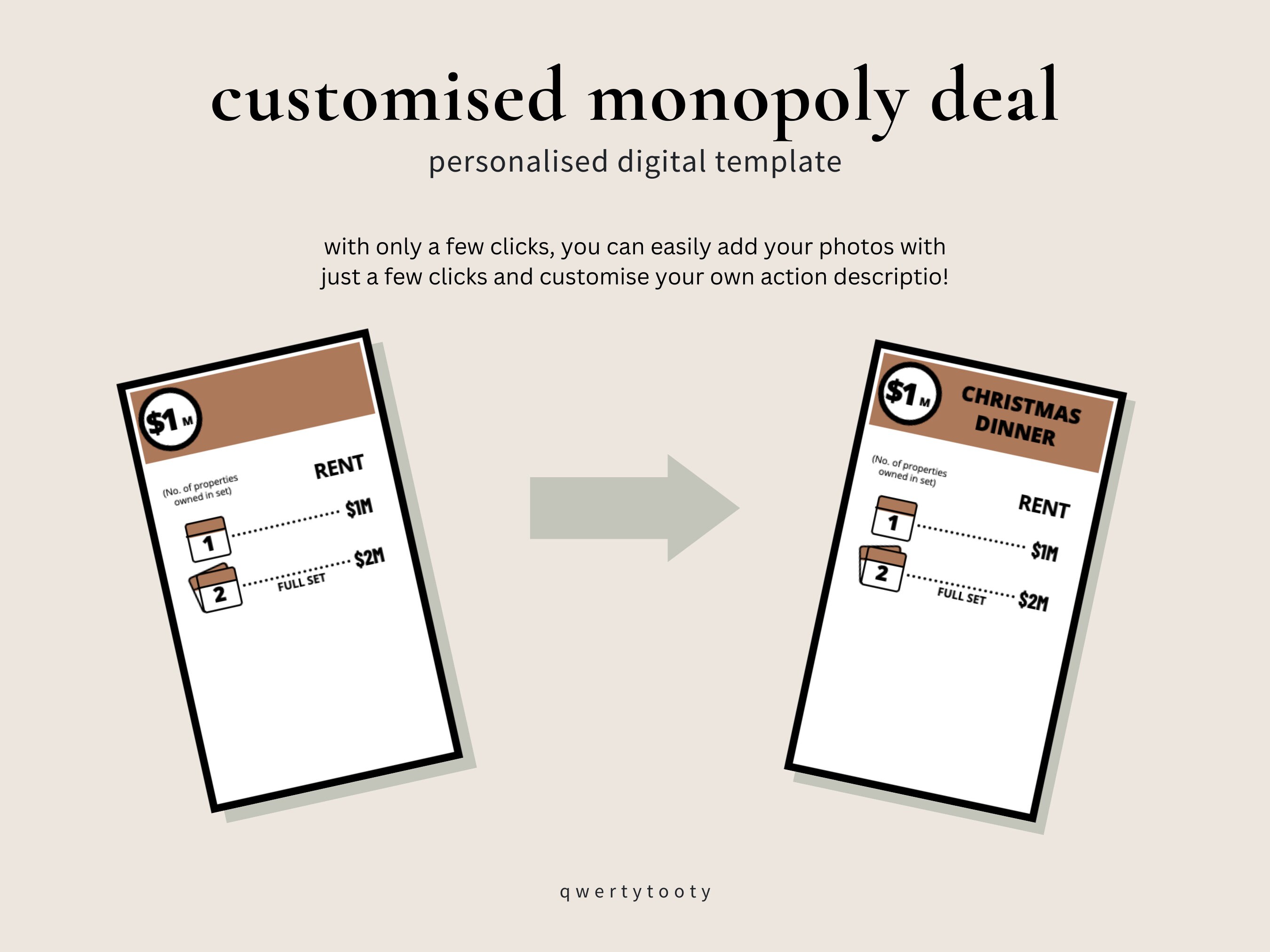 Custom Monopoly Deal INSTANT DOWNLOAD Game Card Template - Etsy UK