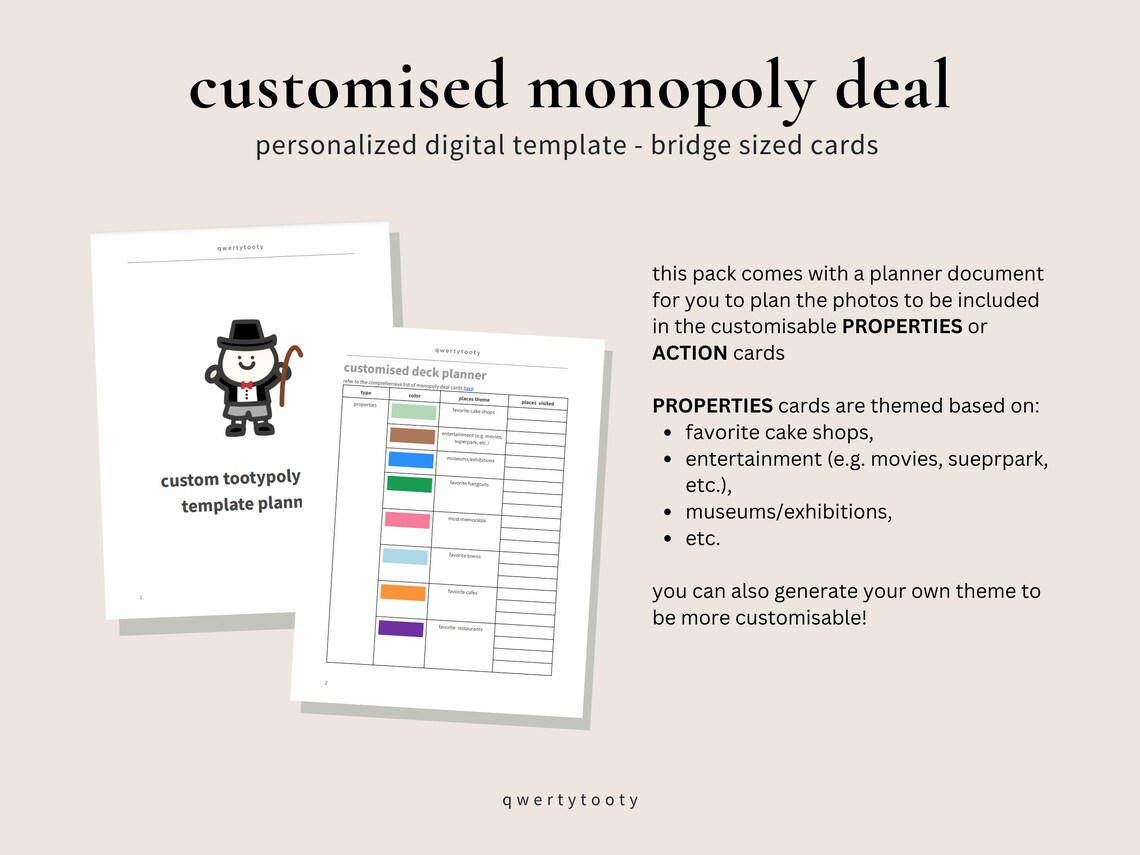 Custom Monopoly Deal Family Playing Card Instant (Download Now) - Etsy