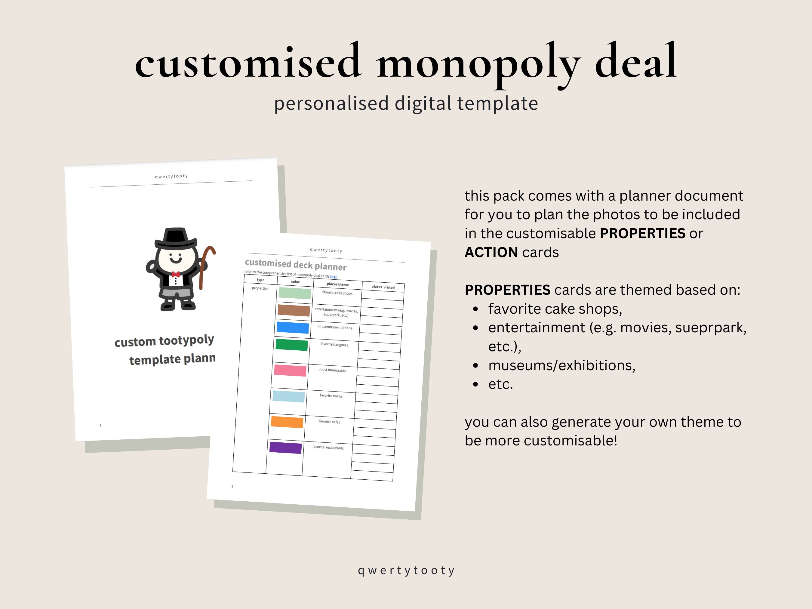 Custom Monopoly Deal INSTANT DOWNLOAD Game Card Template - Etsy UK
