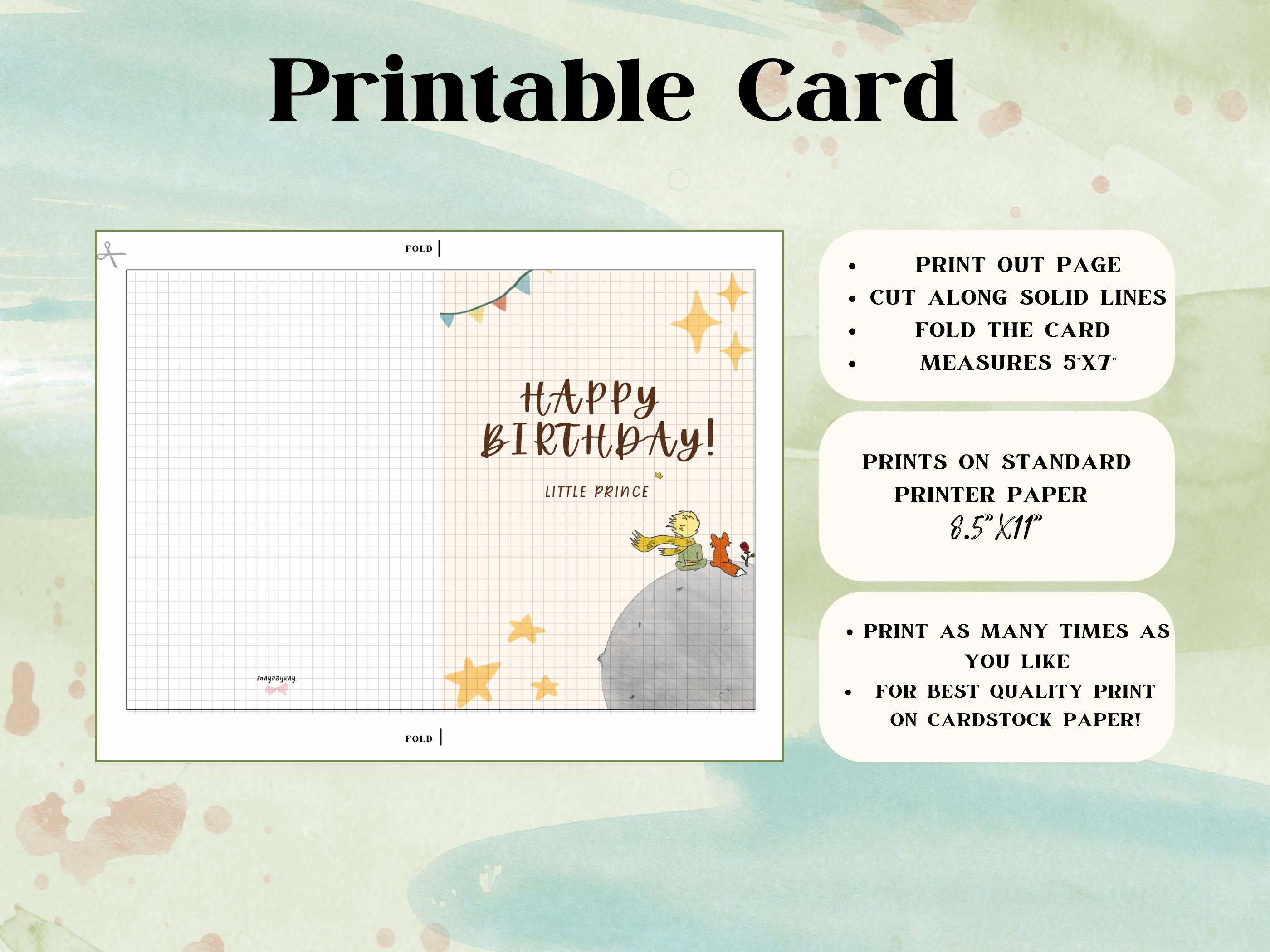 Printable Birthday Card, the Little Prince - Etsy