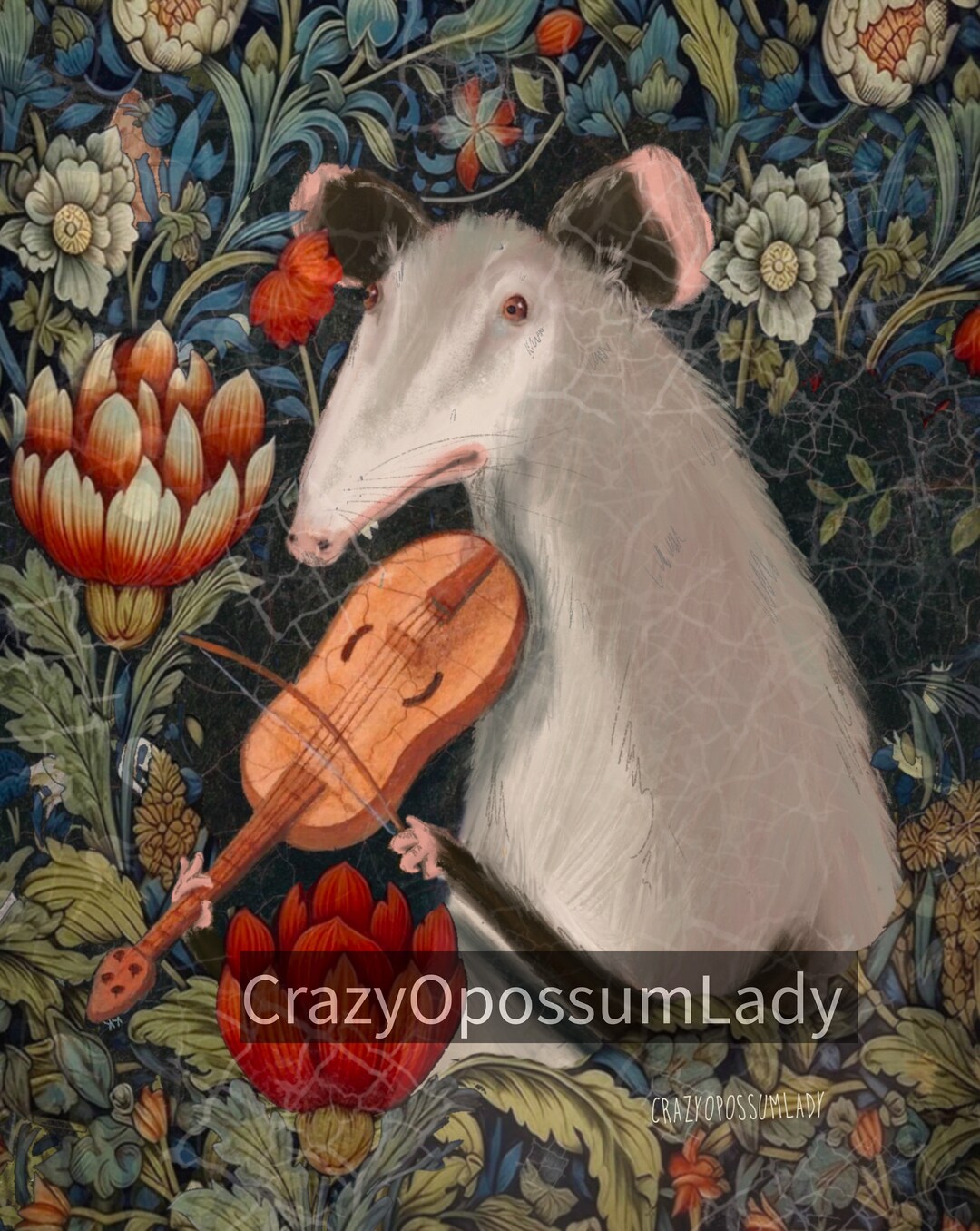 Print : Play a Little Fiddle Diddle Painting Possum Wildlife Art ...