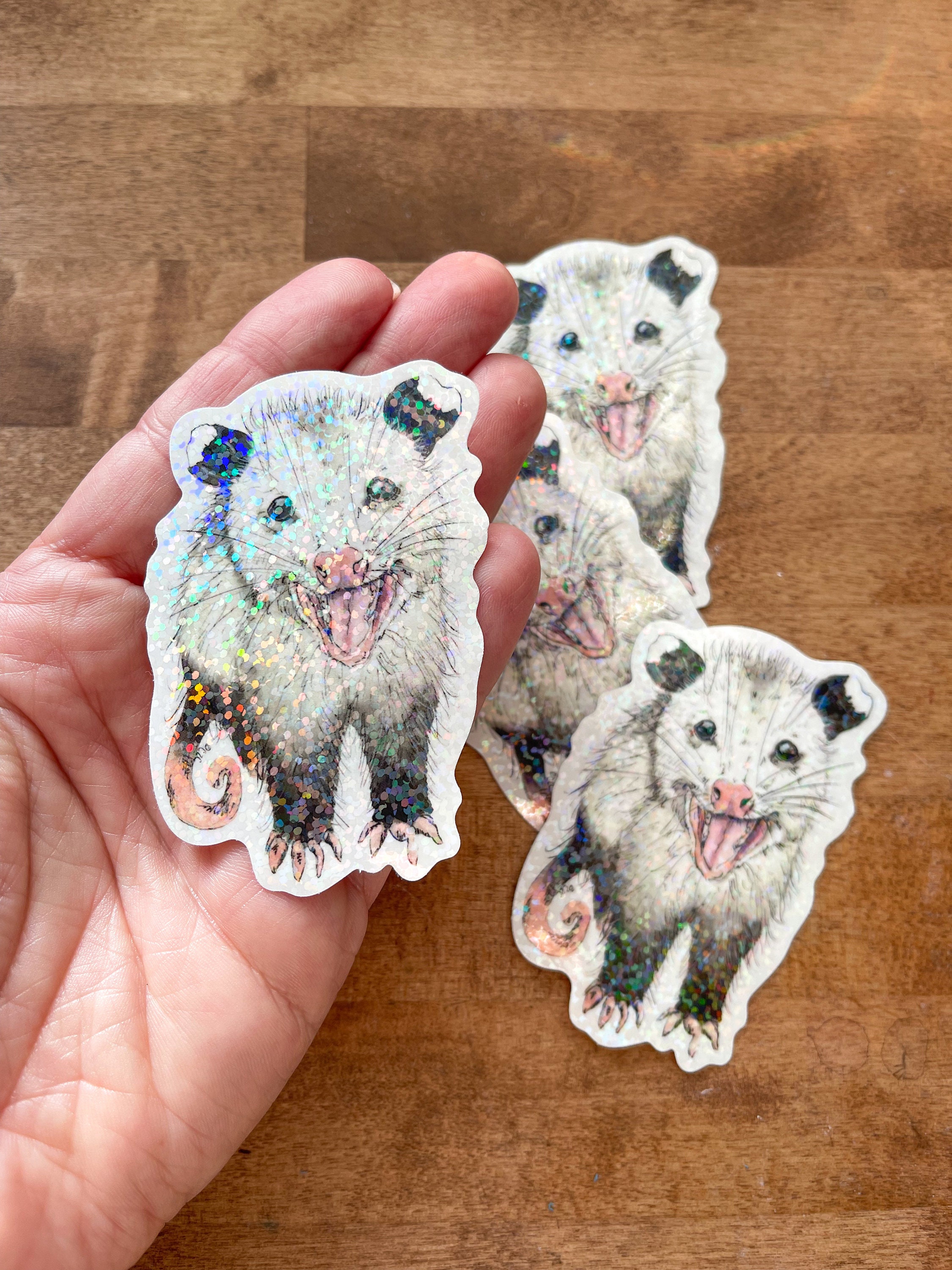 Sticker : Glitter Screaming Possum Opossum Planner Craft | Etsy