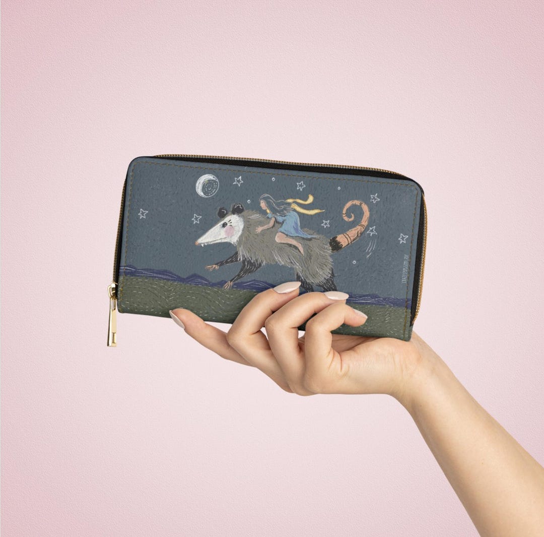 Whimsical Zipper Wallet With Possum Opossum Design, Cute Animal Wallet ...