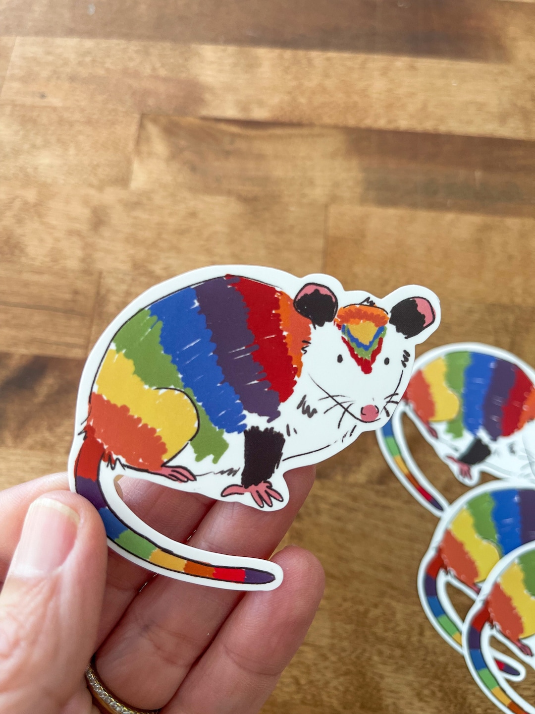 Sticker: Rainbow Pride Possum Opossum Planner, Craft, Vinyl Art Sticker ...