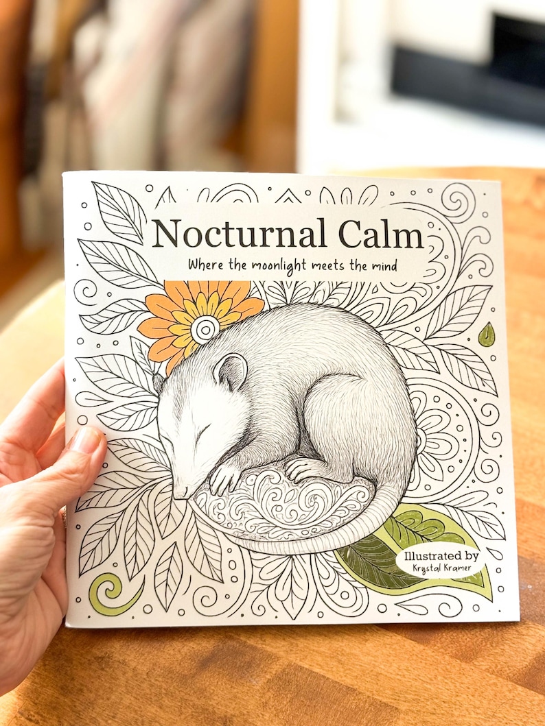 Coloring Meditation Opossum Book With Words Affirmations and ...