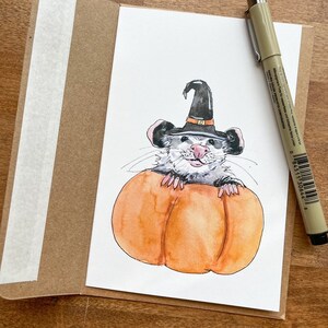 Greeting Card : Pumpkin Fall Halloween Opossum Possum, Art, Stationary ...