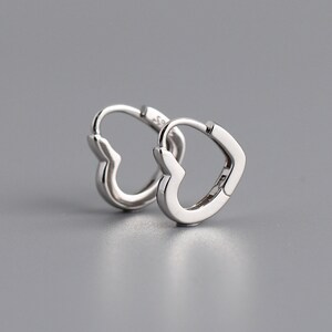 Heart Hoops, 925 Sterling Silver Earrings, Love Heart Huggie Hoops ...