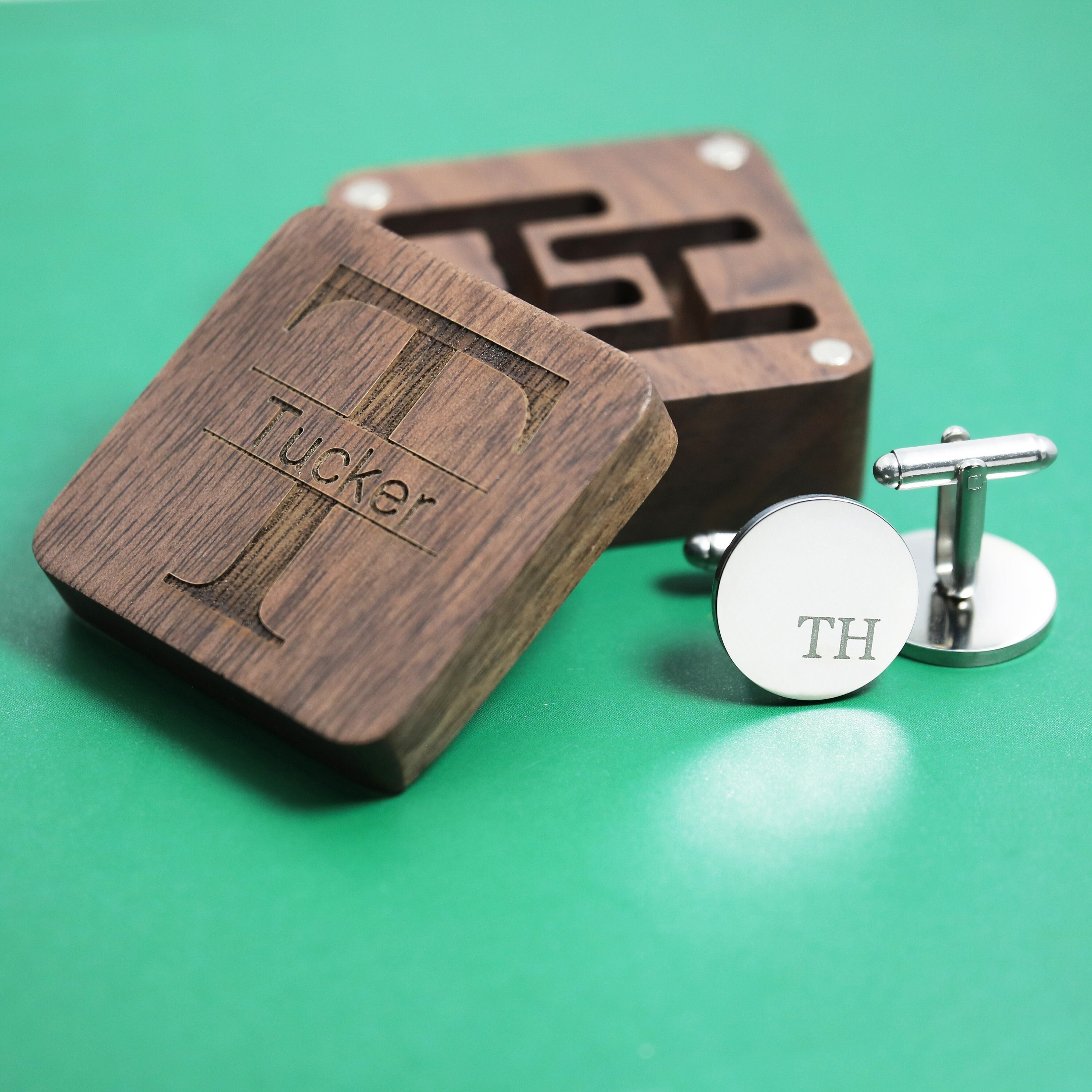 Custom Cufflinks, Personalized Engraved Cuff Links With Wooden Gift Box ...