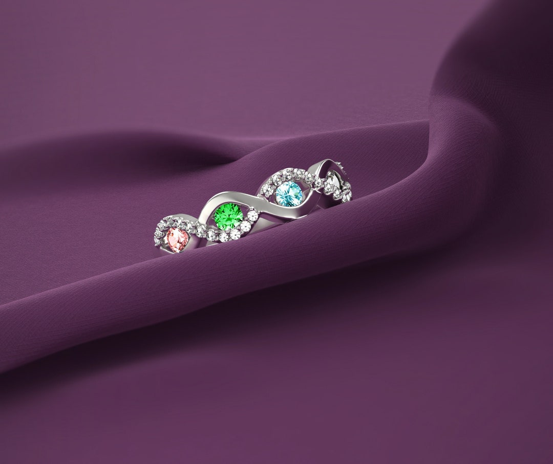 3/4/5/6/7 Birthstones Ring, Personalized Mothers Ring, Custom Nana Ring ...