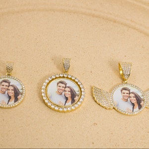 Custom Photo Necklace, Personalized Picture Necklace, Simulated Diamond ...
