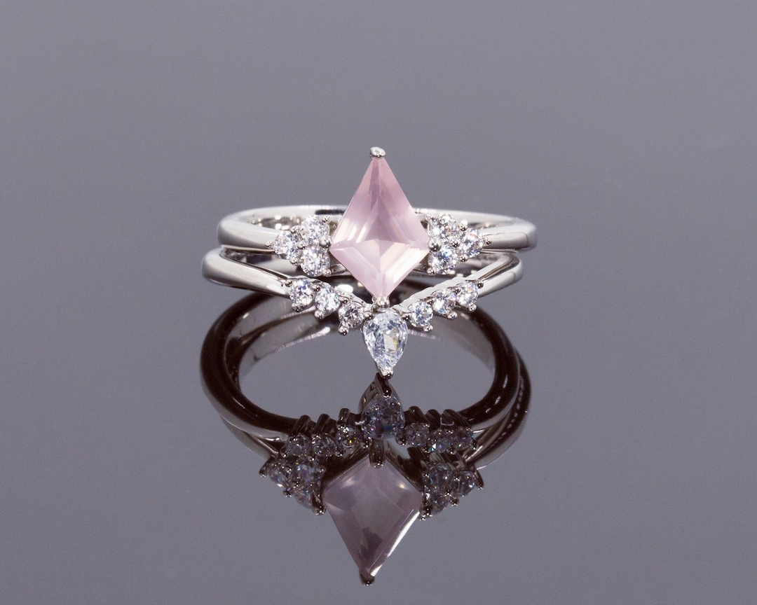 Pink Crystal Gemstone Ring, Personalized Promise Rings, Natural Rose ...