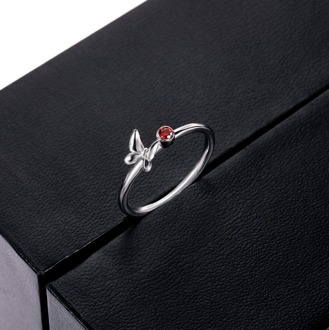Custom Dainty Butterfly Ring, Birthstone Ring, Cute Ring for Women Teen ...