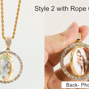 Custom Photo Necklace, Personalized Picture Necklace, Simulated Diamond ...
