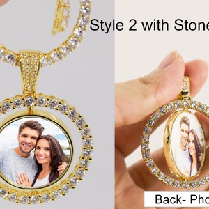 Custom Photo Necklace, Personalized Picture Necklace, Simulated Diamond ...