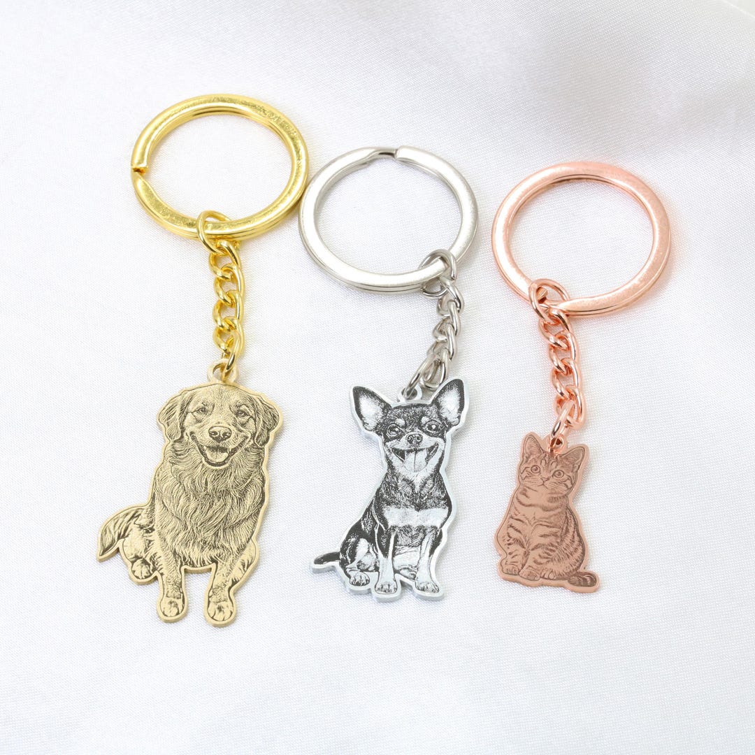 Custom Dog Photo Keychain, Cat Picture Keychains, Personalized Engraved ...