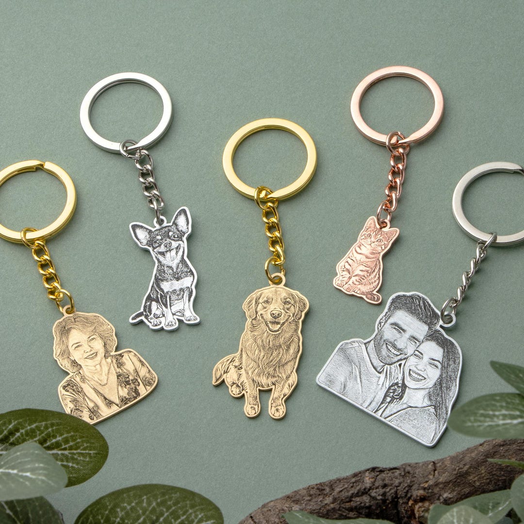 Custom Pet Photo Keychain, Dog Picture Keychains, Personalized Engraved ...