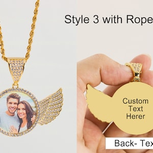 Custom Photo Necklace, Personalized Picture Necklace, Simulated Diamond ...