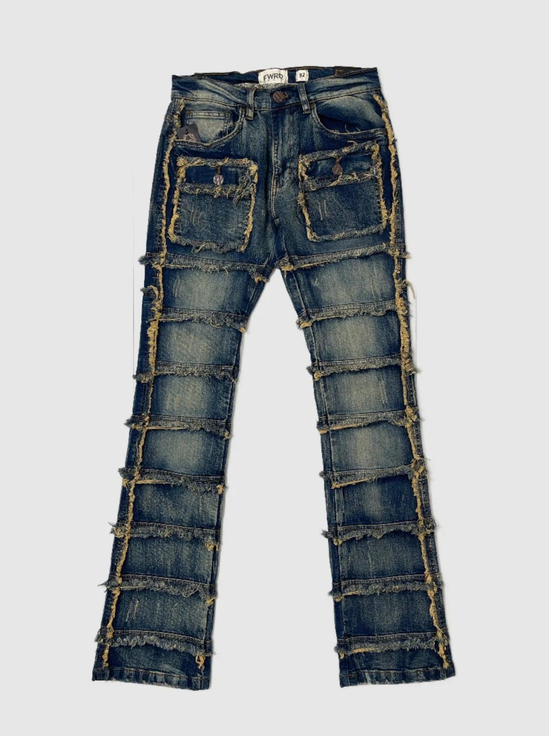 Patchwork True Stacked Denim Jeans - Etsy