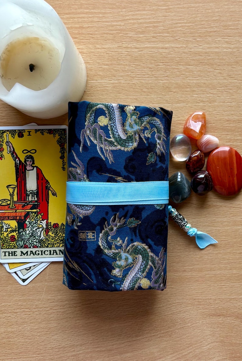 Chinese Dragon Blue and Gold Tarot Card Wrap/altar Cloth - Etsy UK