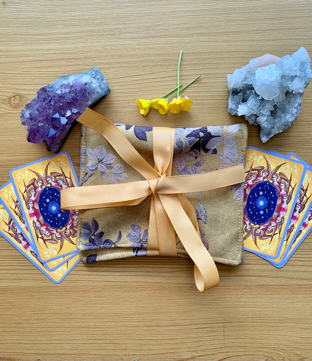 Gold & Grey Floral Lenormand Card Pouch - Etsy