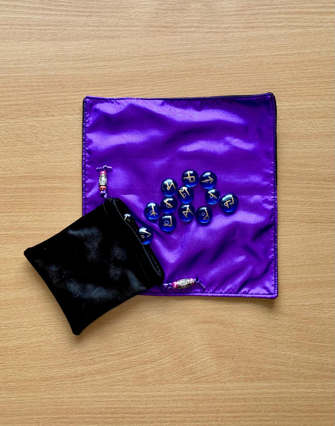 Black Velvet and Purple Silk Rune Bag and Casting Cloth - Etsy