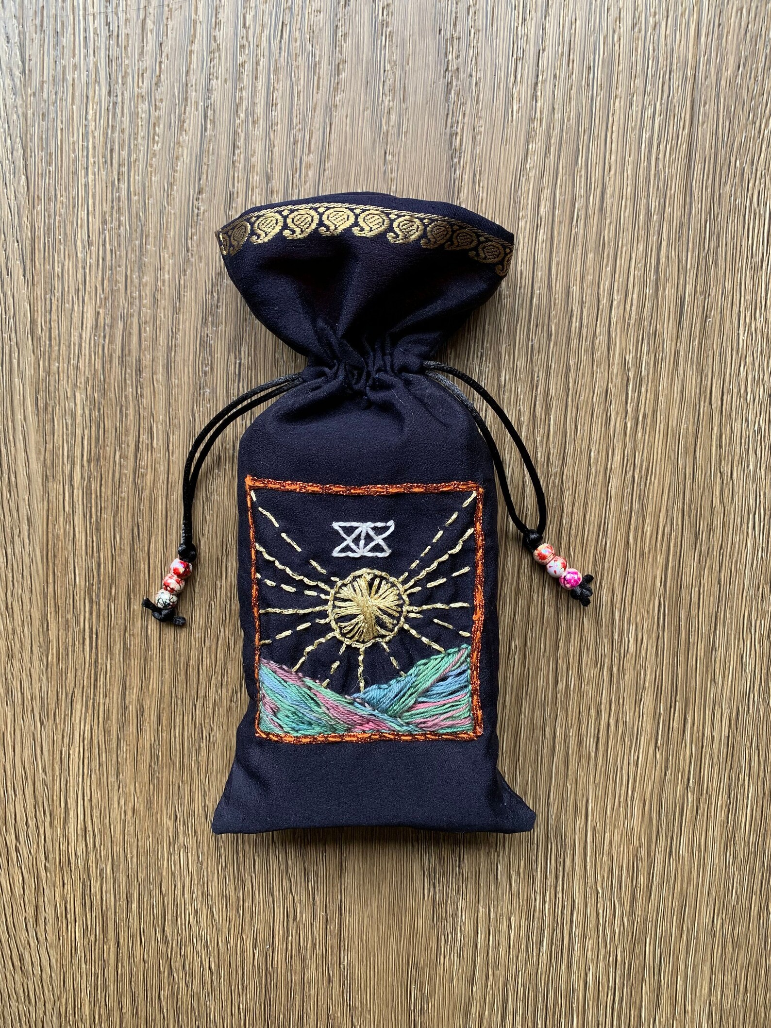 Blue Hand Embroidered Sun Tarot Bag - Etsy