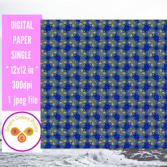 Seamless Single Digital Paper With Blue and Gold Patterns. for - Etsy