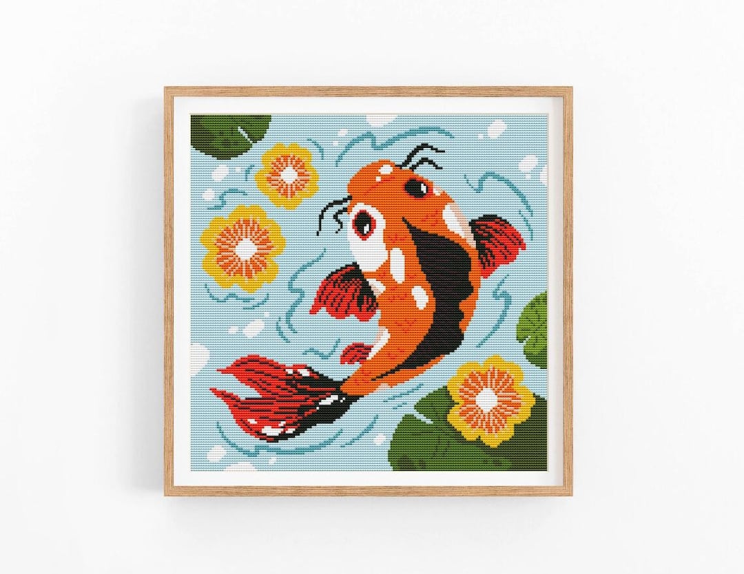 Cross Stitch Pattern, Cute Fish, Koi Fish, Water Cute Fish, Counted ...