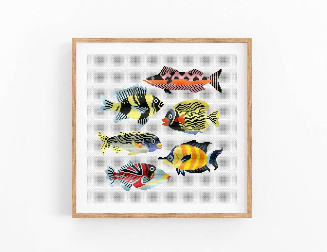 Cross Stitch Pattern, Fish, Sea, Osean, Cute Fish, Counted Cross Stitch ...