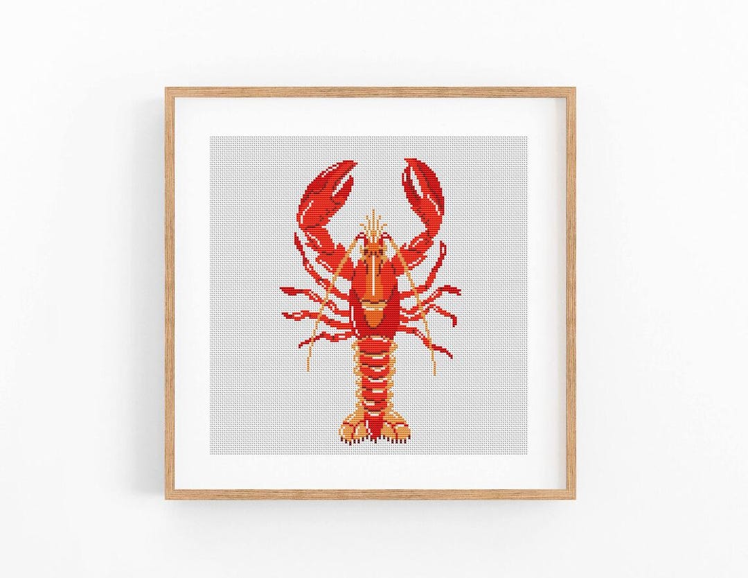 Lobster Fish Cross Stitch Pattern, Seafood, Lobster Crab Plate Cross ...