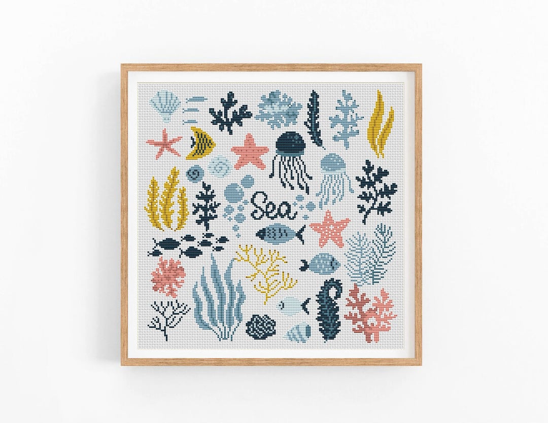 Cross Stitch Pattern, Fish, Sea, Osean, Cute Fish, Counted Cross Stitch ...